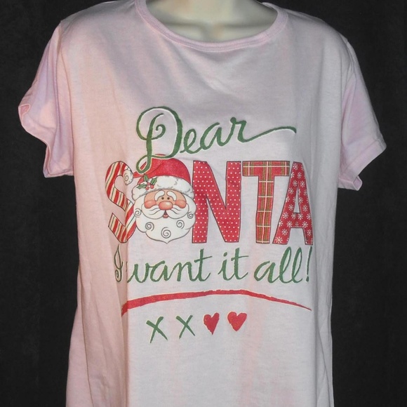 Tops | Christmas Tee T Shirt Dear Santa I Want It All | Poshmark